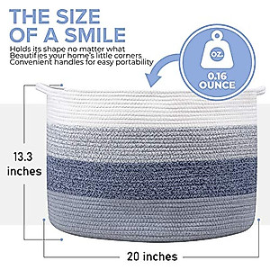 Modernetic Cotton Rope Basket - Large Decorative Woven Storage Blanket Basket Bin with Handles For Organizing Baby Nursery, Dog Toy, Stuffed Animal or Laundry