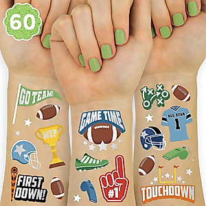 xo, Fetti Football Temporary Tattoos - 60 Foil Styles | Sport Birthday Party, Touchdown Team Party Supplies, Football Themed Party Favors, School Activity, Gift