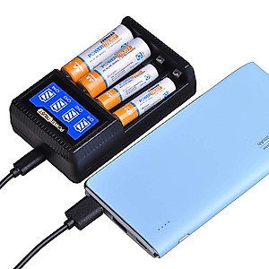 PowerTrust 2800mAh 4Pack AA Rechargeable Batteries and LCD USB Charger for AA AAA Ni-MH Rechargeable Batteries with 4-Slots