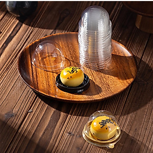 Fengirl 100 Set Clear Plastic Mini Cupcake Boxes Muffin Pod Dome Muffin Single Container Box for Chocolate Covered Cookies, Muffins, Mooncakes and Other Mini Desserts (Black, Gold)