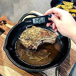 Taylor Instant Read Digital Meat Food Grill BBQ Cooking Kitchen Thermometer, Folding Probe, Black