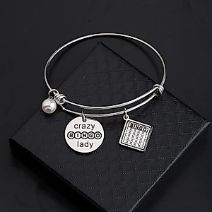 Gzrlyf Bingo Bracelets for Women Crazy Bingo Lady Jewelry Funny Bingo Gifts for Bingo Players Bingo Lovers Gifts(crazy bingo lady)