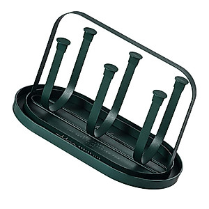 Cabilock 1 Set Cup Storage Rack Coffee Mug Display Mug Holder Tree Organizer Silverware Tray Metal Bottle Drying Organizer Cup Drainer Rack Tea Cup Rack Stand Iron Bracket with Tray