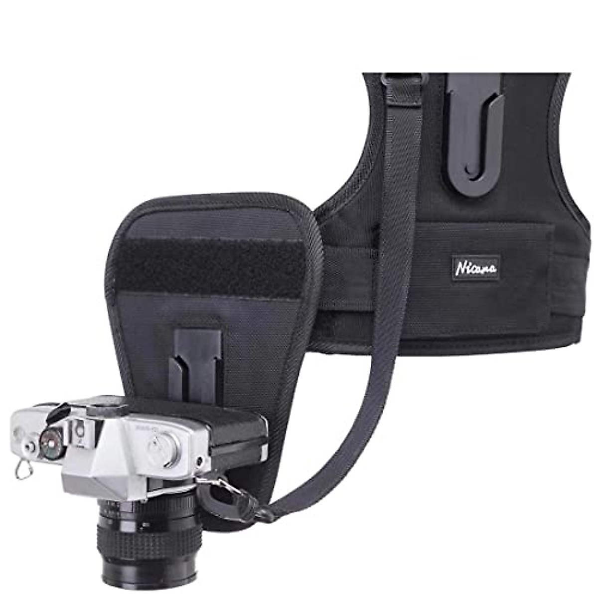 Nicama Dual Shoulder Camera Strap for Two-Cameras, Carrier Chest Harness Vest with Mounting Hubs & Backup Safety Straps for DSLR Canon 6D 5D2 5D3 Nikon D800 D810 Sony A7S Sigma Olympus