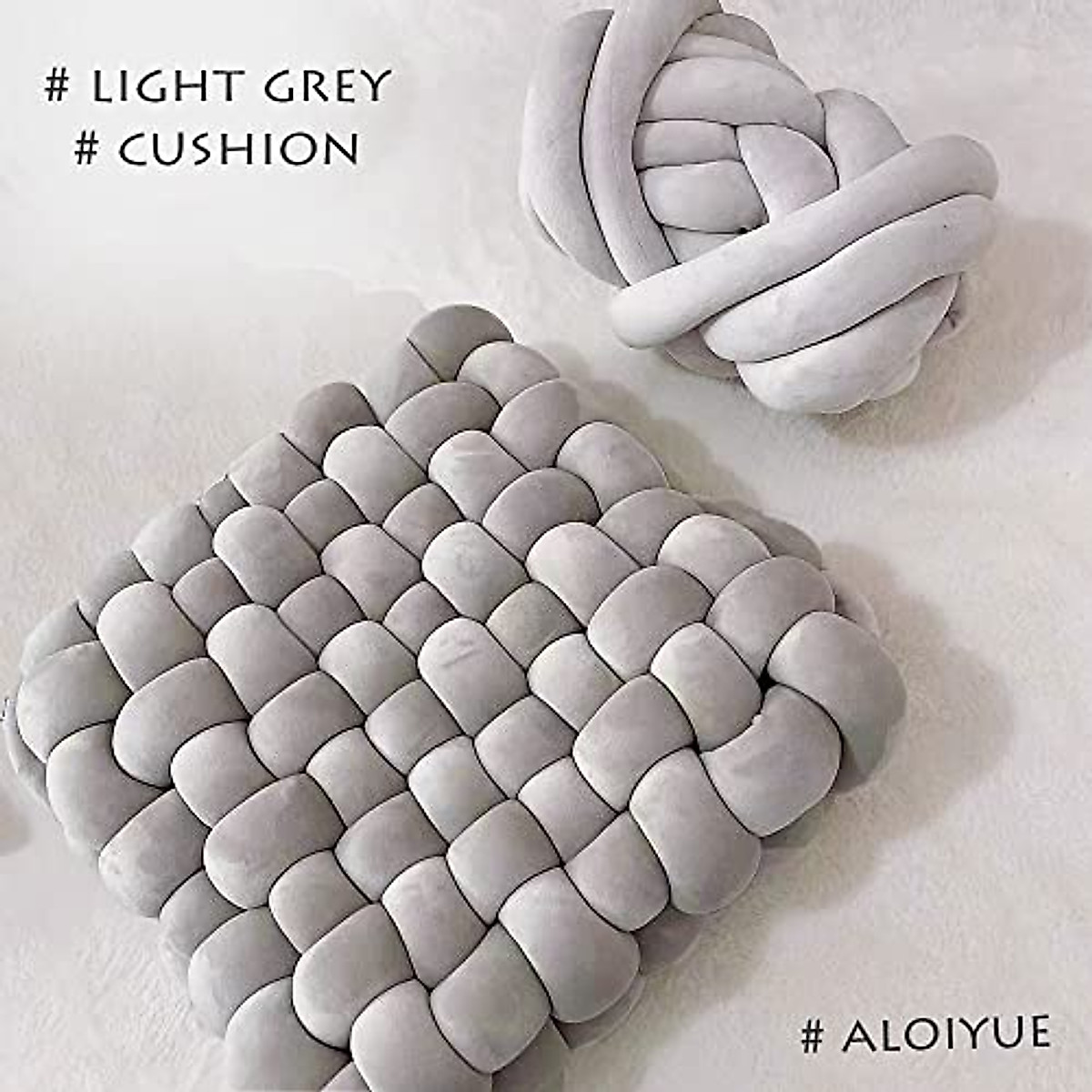 Aloiyue Chunky Knit Yarn,Velvet Bulky Big Cotton Tube Thick 17.6oz Giant Puffy Stuffed for Handmade Weave Throw Blanket Knot Pillow Cat Nest,22 Yards DIY Vegan Yarn,Light Grey 1.1lbs/17.6oz/22yards