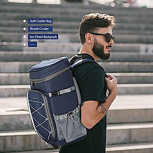 Maelstrom Cooler Backpack,35 Can Backpack Cooler Leakproof,Insulated Soft Cooler Bag,Beach Cooler Camping Cooler,Ice Chest Backpack,Travel Cooler for Grocery Shopping,Kayaking,Fishing,Hiking,Blue
