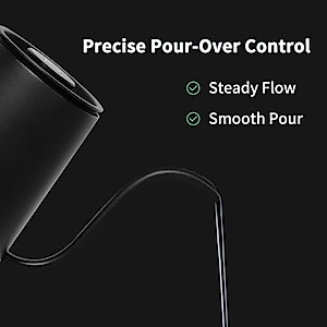 TIMEMORE Electric Gooseneck Kettle with Temperature Control FISH SMART BPA Free Stainless Steel Tea Kettle Automatic Shut Off for Coffee, Tea, Basics 600ml, Black