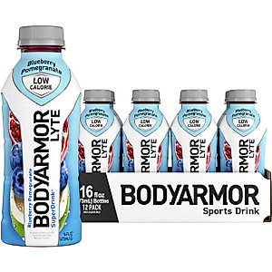 BODYARMOR LYTE Sports Drink Low-Calorie Sports Beverage, Blueberry Pomegranate, Coconut Water Hydration, Natural Flavors With Vitamins, Potassium-Packed Electrolytes, Perfect For Athletes, 16 Fl Oz (Pack of 12)