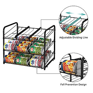 NORCEESAN Stackable Can Rack Dispenser 2 Pack Can Storage Rack Organizer Can Food Storage Rack Holds Up to 72 Cans for Kitchen Cabinet Countertops, Black