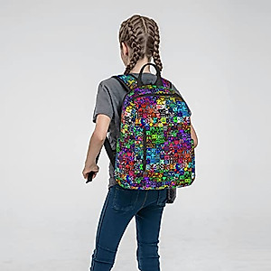 Geometry Dash Travel Backpack Multipurpose For Kids Teens Unisex Casual Daypacks Laptop Bookbag Outdoor Black