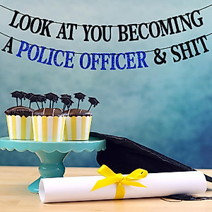 Congrats Officer Banner, Future Police Officer Hanging Decorations, Class of 2024, Glittery Happy Graduation Party Decorations Backdrop Gifts