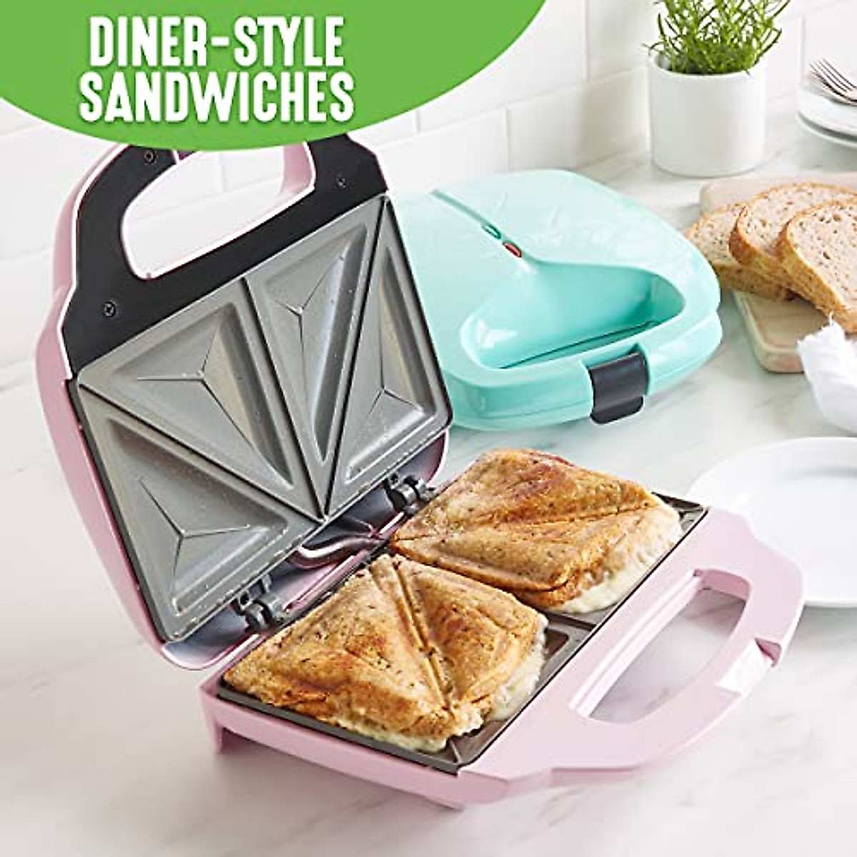 GreenLife Pro Electric Panini Press Grill and Sandwich Maker, Healthy Ceramic Nonstick Plates,Easy Indicator Light, PFAS-Free, Pink