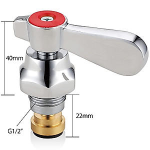 Favorpo Brass Spindle Assembly Valve Replacement Hot Side Handle Stem Assembly Replacement Fits for Commercial Sink Faucet
