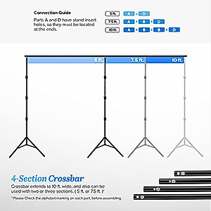 LimoStudio 10 x 9.6 ft. (W x H) Heavy Duty Backdrop Stand, Easy Background Install with Ring Clip, Elastic String Clip, Clamp, Photo Studio, AGG3132