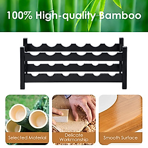 COSTWAY Wine Rack, Bamboo 12 Bottles 2-Tier Wine Display Rack for Countertop Home Kitchen Pantry, Free Standing Wine Storage, Rack Tabletop Wine Rack (Brown)