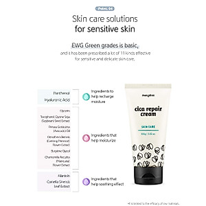 Mongdies Cica Repair Cream - Moisturizing, Hydrate, & Repair solutions for sensitive and delicate skin, Excellent grade German Derma Test, All ingredients of EWG Green Level, Natural Fragrance -100g