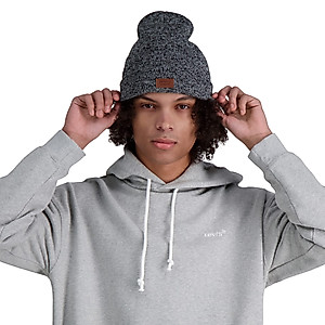 Levi's Unisex Adult All Season Comfy Leather Logo Patch Cuffed Hero Beanie Hat, Marled Grey