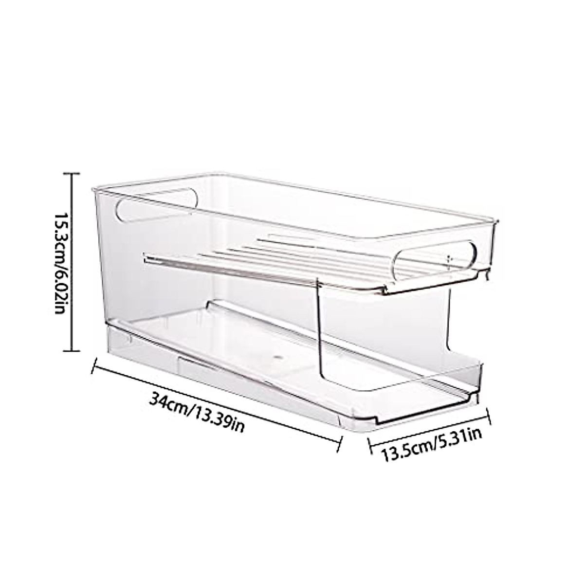 CHBC Fridge Bin BPA-Free Plastic Beverage Can Organizer Without Lid, Clear, 13.39in x 15.3in x 5.31in
