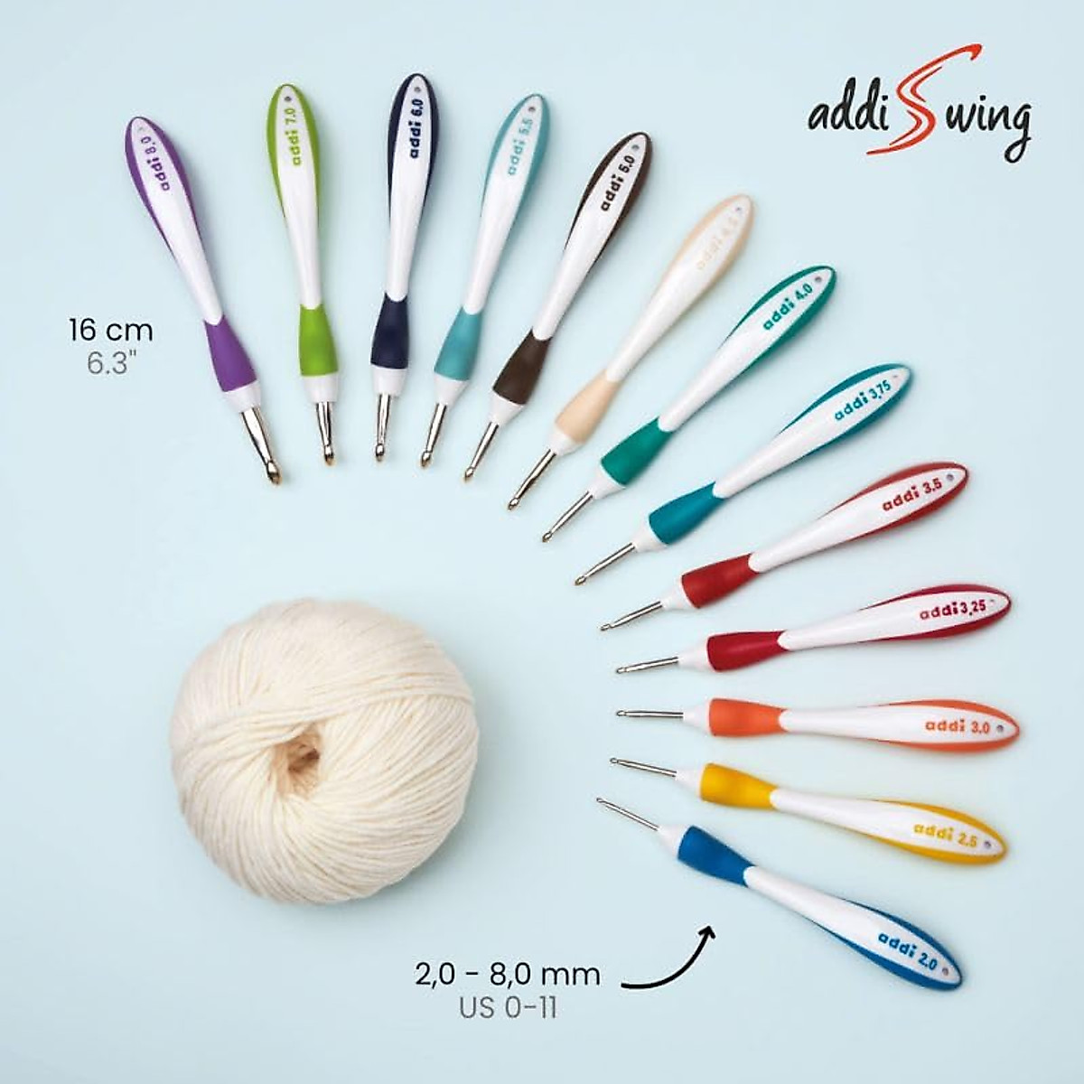 Gründl AD1407016-2.50 Crochet Hooks Swing, 16cm 2.50mm, Yellow