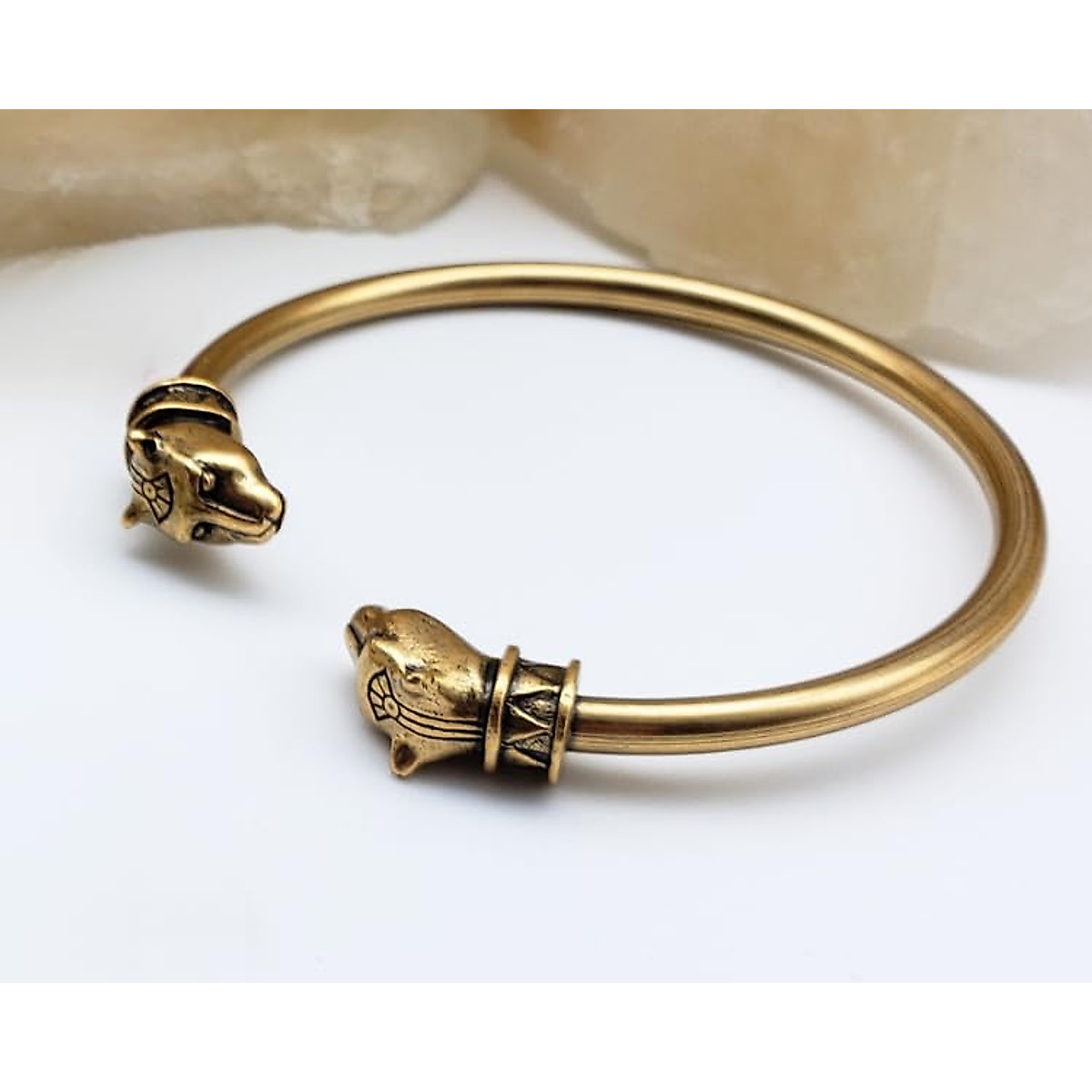 MUSEUM REPRODUCTIONS Egyptian Cat Head Bracelet - Gold Finish