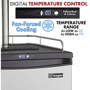 Kegco Keg Dispenser, Two Faucet, Stainless Steel