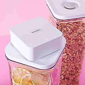 VAKUEN Premium Airtight Food Storage Containers, Smart One-Click Seal Lid, 100% Leak Proof, Keep Food Fresh Longer, BPA-FREE, Dishwasher/Freezer & Microwave Safe, SQUARE 3PC-SET+ VACUUM SEALER