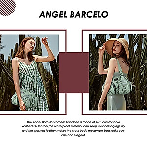 Angel Barcelo Purses and Handbags Women Tote Shoulder Bag Top Handle Satchel Hobo Bags Fashion Washed Leather Purse Green