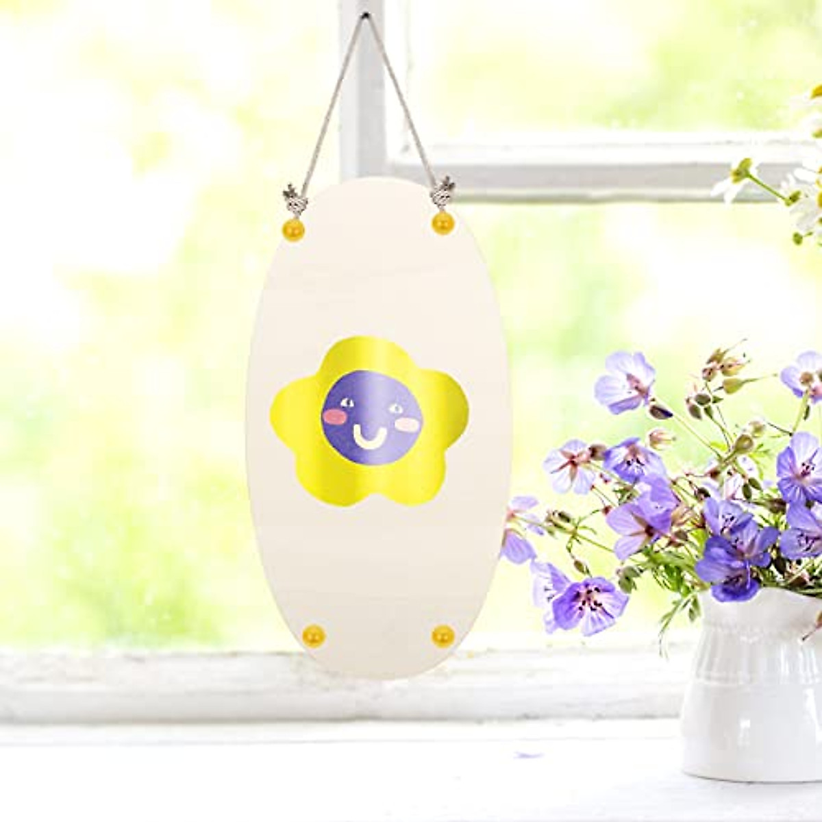 SEWACC Homemade Ornaments 10pcs Unfinished Hanging Wood Sign Oval Blank Door Plaque DIY Wood Chips Banners Garden Decorations for Wall Door Window 14x27CM Woodsy Decor