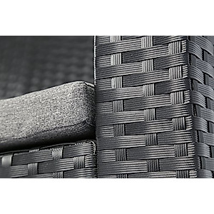 Baner Garden 4 Pieces Outdoor Furniture Complete Patio Cushion Wicker P.E Rattan Garden Set, Full, Black