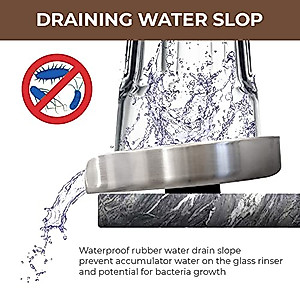 Glass Rinser for Kitchen Sink with Cleaning Brush | Stainless Steel Bottle Washer | Faucet Cup Washer Sink Attachment Accessory for Bar Sink