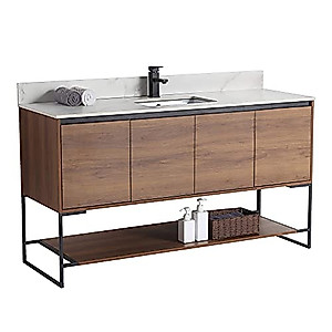 Fine Fixtures 60 Inch Bathroom Vanity with Sink - Modern Knob Free Design, Elegant Space-Saving Solution for Your Bathroom - Durable, Bathroom Vanities for a Contemporary Look - Urbania Collection