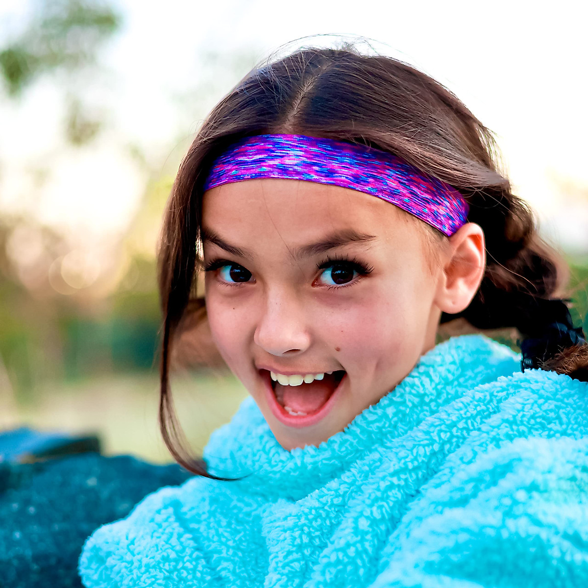 FROG SAC 6 Tie Dye Headbands for Girls, Adjustable No Slip Hair Bands for Kids, Stretch Elastic Sport Headband Hair Accessories for Teens, Cute Athletic Head Band Pack for Women