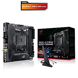 ASUS ROG Strix B550-I Gaming AMD AM4 (3rd Gen Ryzen™) Mini-ITX SFF Gaming Motherboard (PCIe 4.0, WiFi 6, 2.5Gb LAN, DDR4 5100+ (O.C.), Front USB 3.2 Gen 2 Type-C, Addressable Gen 2 RGB and Aura Sync)