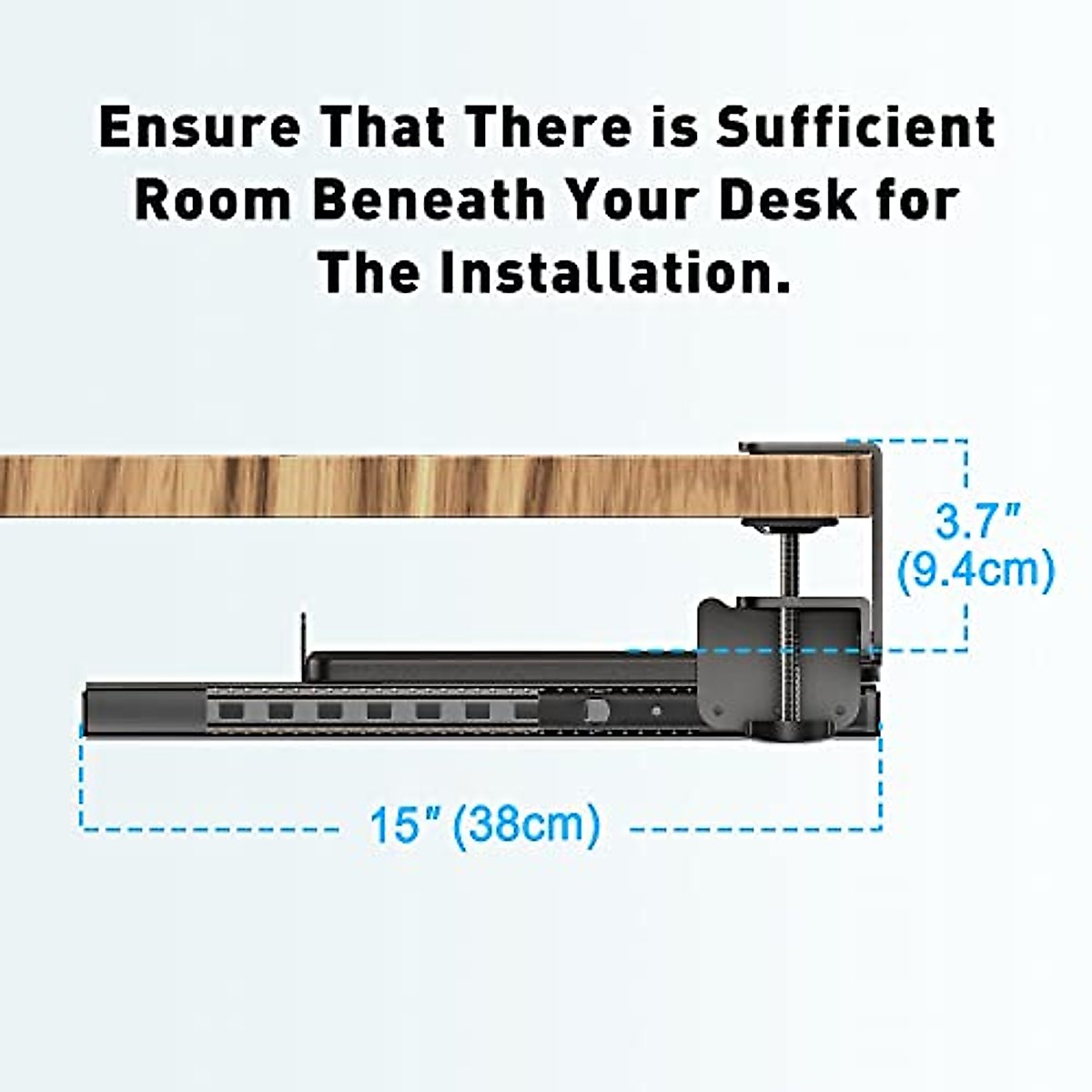 AboveTEK Large Keyboard Tray Under Desk with Wrist Rest, 26.7"×11" Ergonomic Desk Computer Keyboard Stand with Sturdy C Clamp Mount System, Slide-Out Drawer Keyboard Mouse Holder for Office(Black)