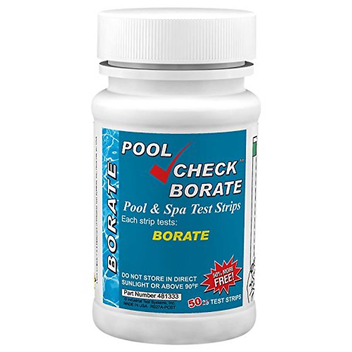 Industrial Test Systems 481333 Poolcheck Borate Pool Water Test Strips