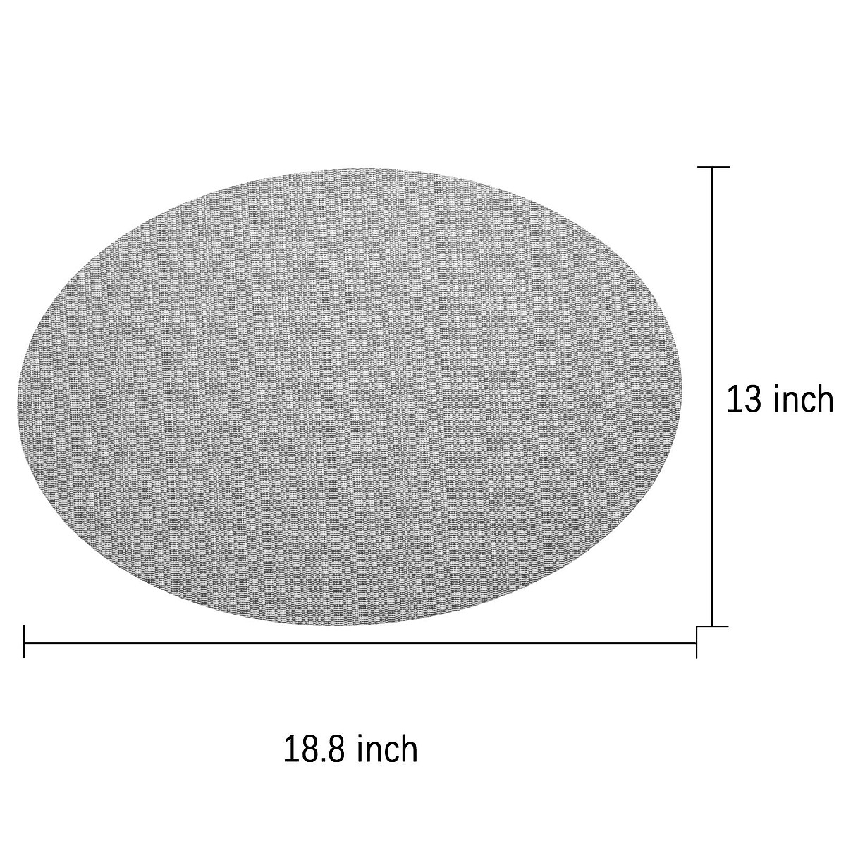 AHHFSMEI Placemats for Dining Table Woven Vinyl Plastic Place Mats Non-Slip Heat Insulation Stain Resistant Table Mats Washable Easy Clean 18.8x13 inches Placemats (Grey, 6)