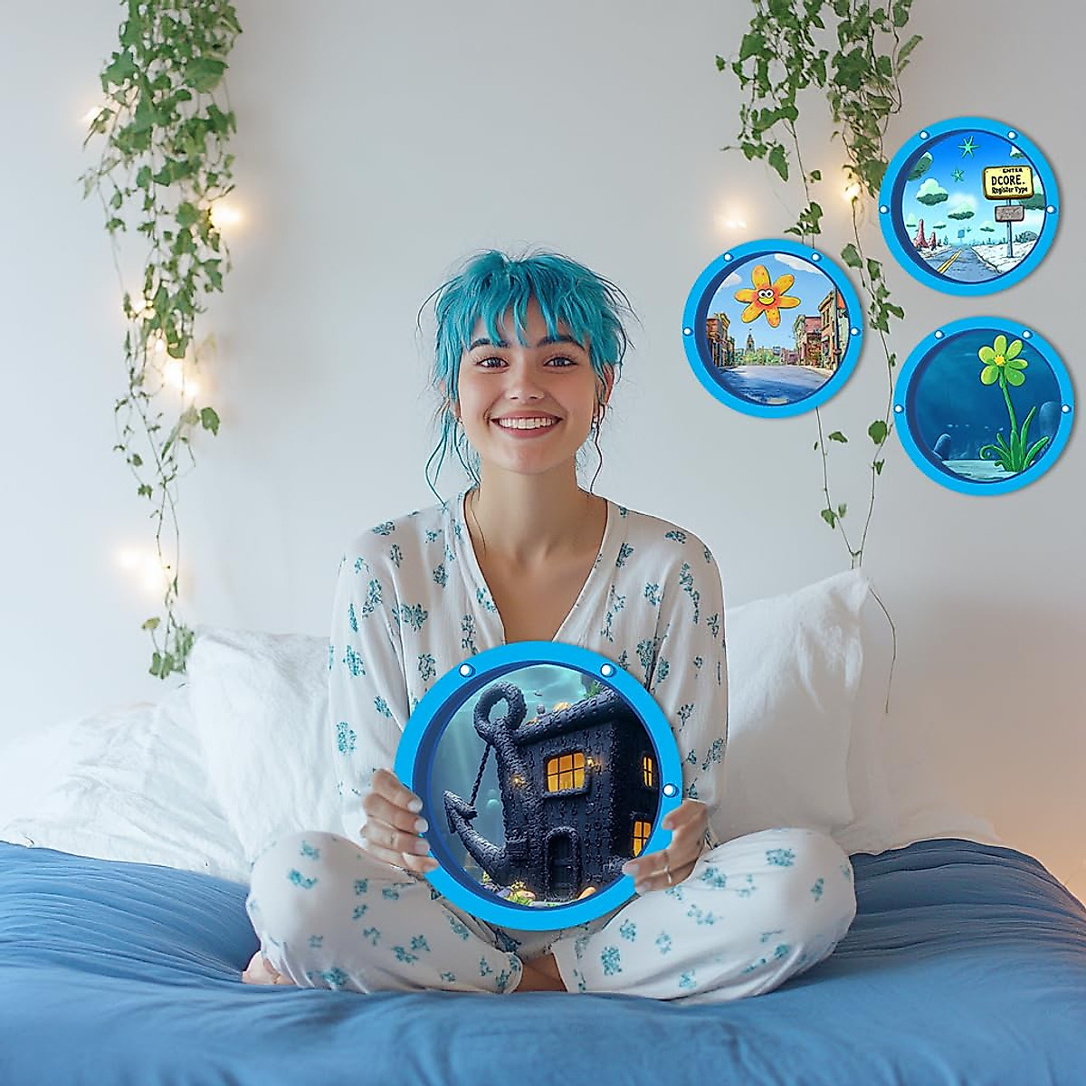 HK Studio Funny Ocean Porthole Cool Room Decor - Room Decor Y2K for Dorm, Teen Bedroom 12" Pack 4