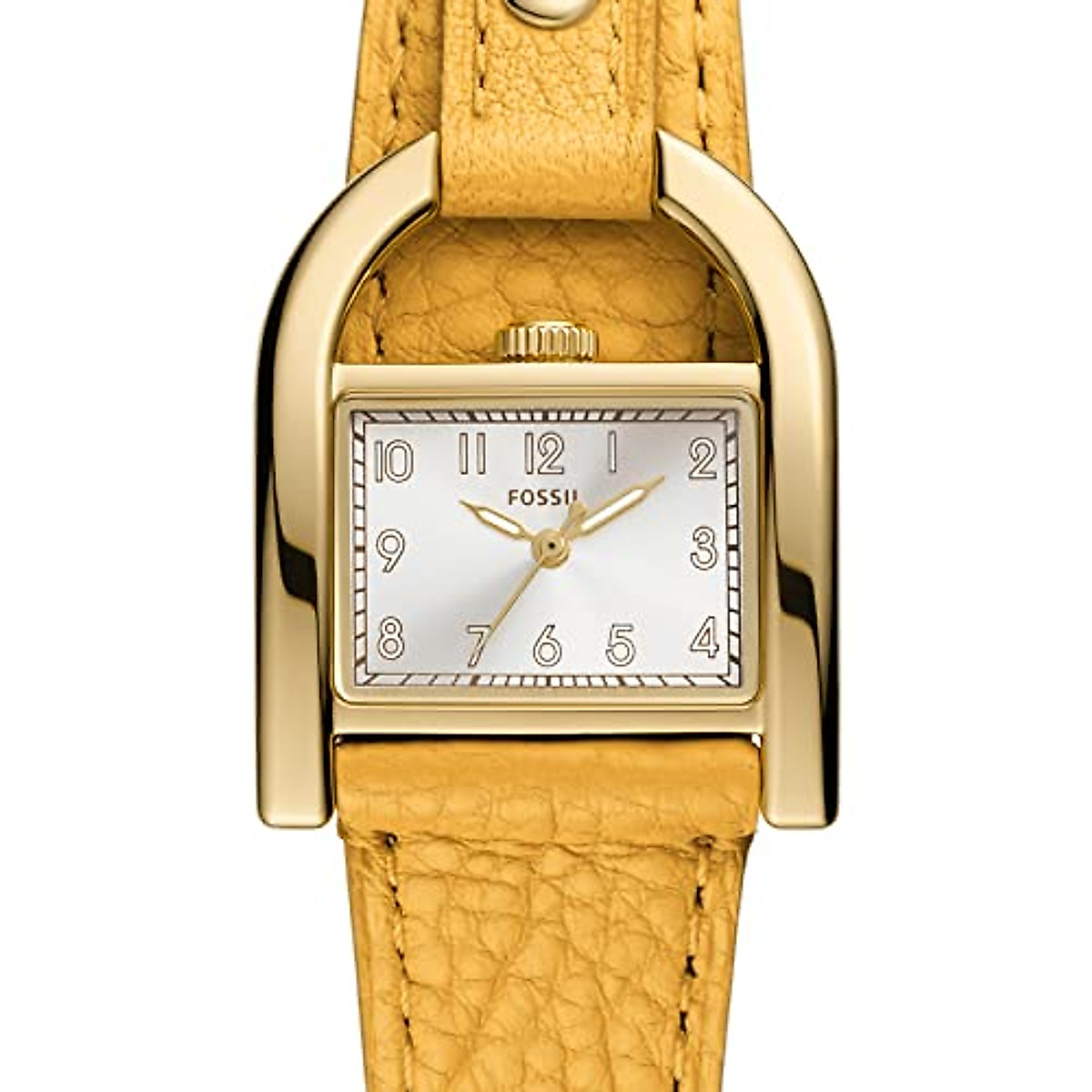 Fossil Women's Harwell Quartz Stainless Steel and Leather Three-Hand Watch, Color: Gold, Yellow (Model: ES5281)