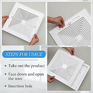 Baquler Exhaust Bathroom Fan Cover Bathroom Ceiling Fan Grille with Springs Plastic Replacement Vent Cover Wall Mount for Square Ceiling for Ventilation Fan(9 x 9'', 2 Pcs)