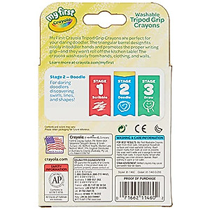 Crayola My First Washable Toddler Crayons, Tripod Grip, Gift, 8 Count