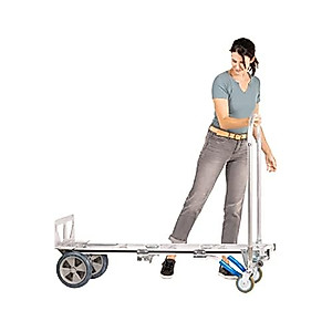 HaulPro Senior Convertible Hand Truck - Heavy Duty Loads 1,000 lbs. Aluminum Moving Dolly Converts from Hand Truck to Platform Push Cart in Seconds-Utility Cart with Anti Slip Handle (UNASSEMBLED)