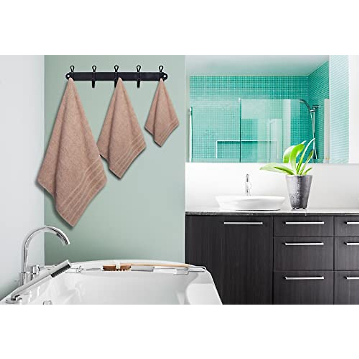 Textila Cotton Towel Set - 3 Piece Set Includes 1 Bath Towels, 1 Hand Towels, and 1 Washcloths - Soft and Absorbent Towel Set for Bathroom - Beige Color Towels Ideal for Everyday Use