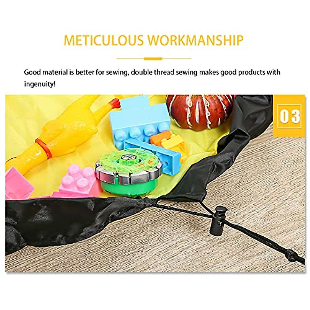 2-in-1Toy Storage Basket with Large Play Mat,Large Blanket Toys Chest Case Bag Kids Room Drawstring Bins Box Floor Activity Buckets