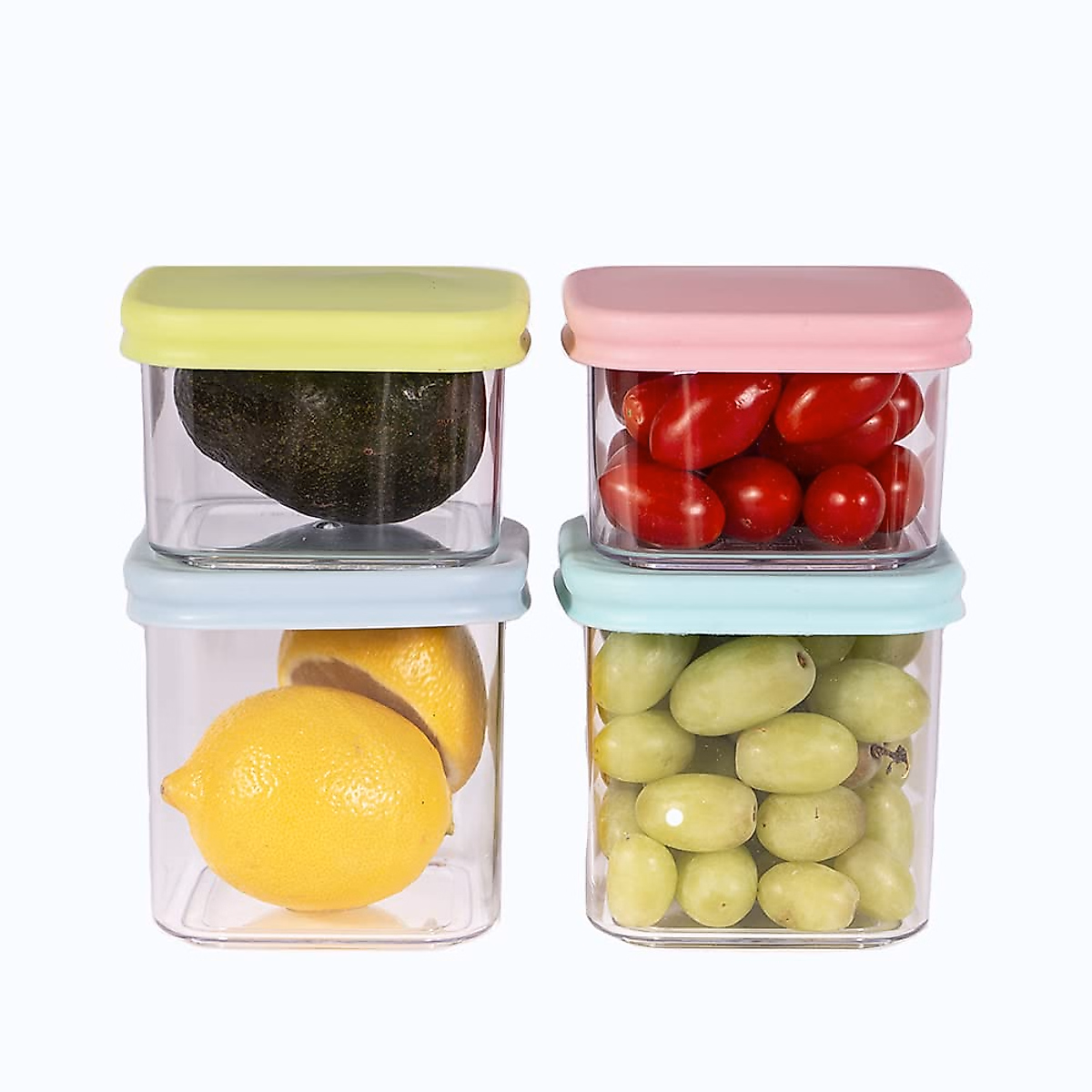 PrepCube Food Storge Continer with Silicon Lid Airtight -4PC Set, BPA-Free, Stackable Freezer Storge, Leftovers Storge, Prep Meal Storge, Kitchen and Pantry Organization Leakproof