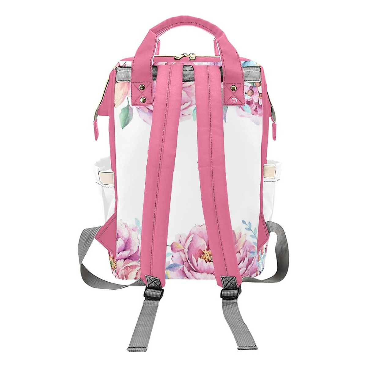 Art Watercolor Flower Leaves Diaper Bags Backpack with Name Personalized Baby Bag Travel Tote Bag Gifts for Mom Girl