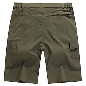 Men's Quick Dry Cargo Hiking Shorts Stretchy Lightweight 5 Pockets Camping Cycling Fishing Work Shorts Army Green 40