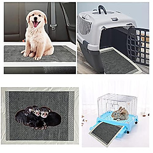 MUYG Disposable Rabbit Pee Pads,50PCS 17.7"x23.6" Pet Pees Pad,Cage Black Carbon Liner,Super Absorbent Leak Proof Cushion Reduce Odor Bunny Training Accessories for Kitten Puppy Hamster Hedgehog(Gray)