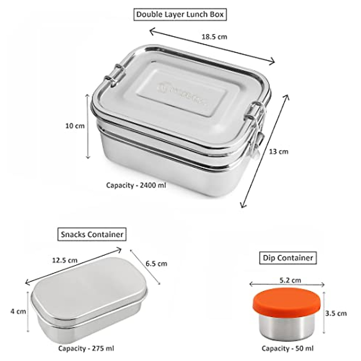 MORE-ECO Classic Stainless Steel Bento Lunch Box Lunch Container Design Holds a Variety of Foods - Metal Bento Box - Dishwasher Safe - Stainless Lid - Stainless 5-in-1