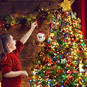 KOUQIYA Battery Operated Christmas Lights, 2 Set of 17ft 50 LED Mini String Lights with Auto-Timer 8 Modes Waterproof Tree Lights (Blue, 50 LEDs x 2 Pack)