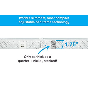 BedJet Adjustable Bed Frame - New Technology - Ultra-Slim 1.75" Thick Zero Clearance Legless Design for Any Bed Including Platform & Storage beds - Zero Gravity, Anti-Snore (Queen Frame Only)